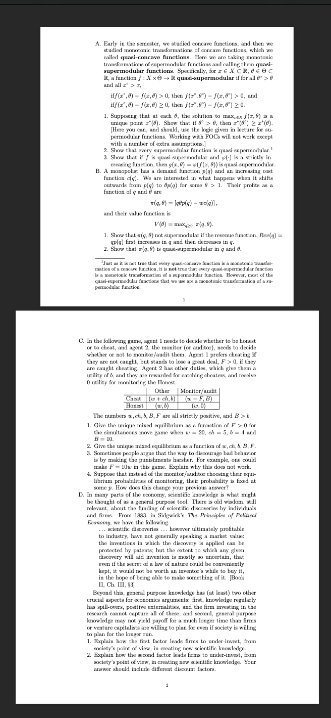 Solved A. ﻿Early in the semester, we studied concave | Chegg.com