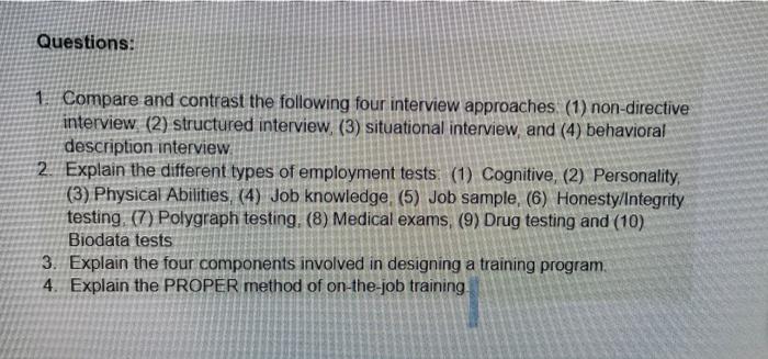 Solved Questions: 1. Compare and contrast the following four | Chegg.com