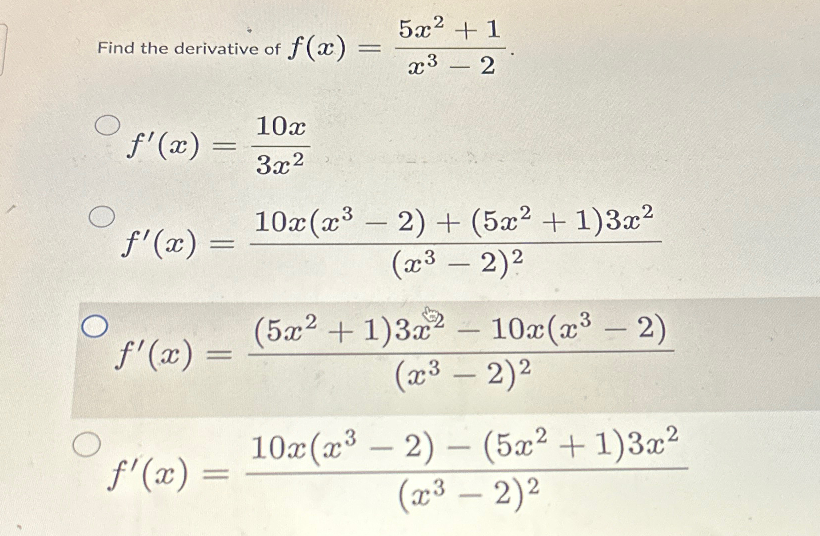 Solved Find the derivative of | Chegg.com