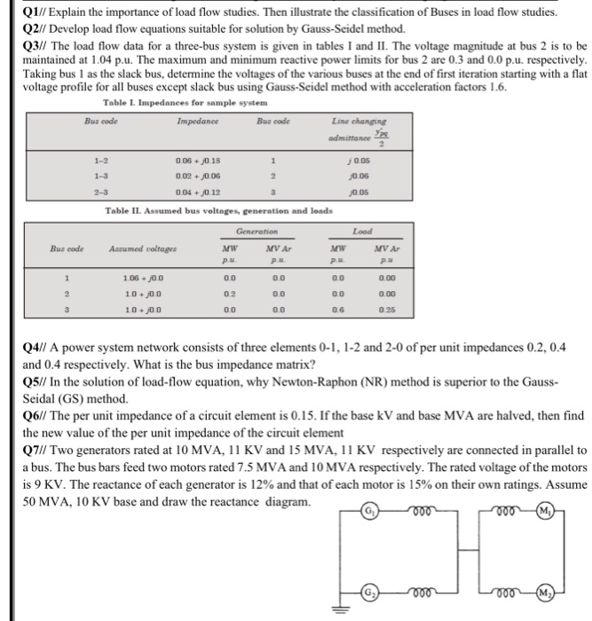 Solved Q1// Explain the importance of load flow studies. | Chegg.com