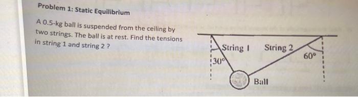 Solved Problem 1: Static Equilibrium A 0.5-kg ball is | Chegg.com