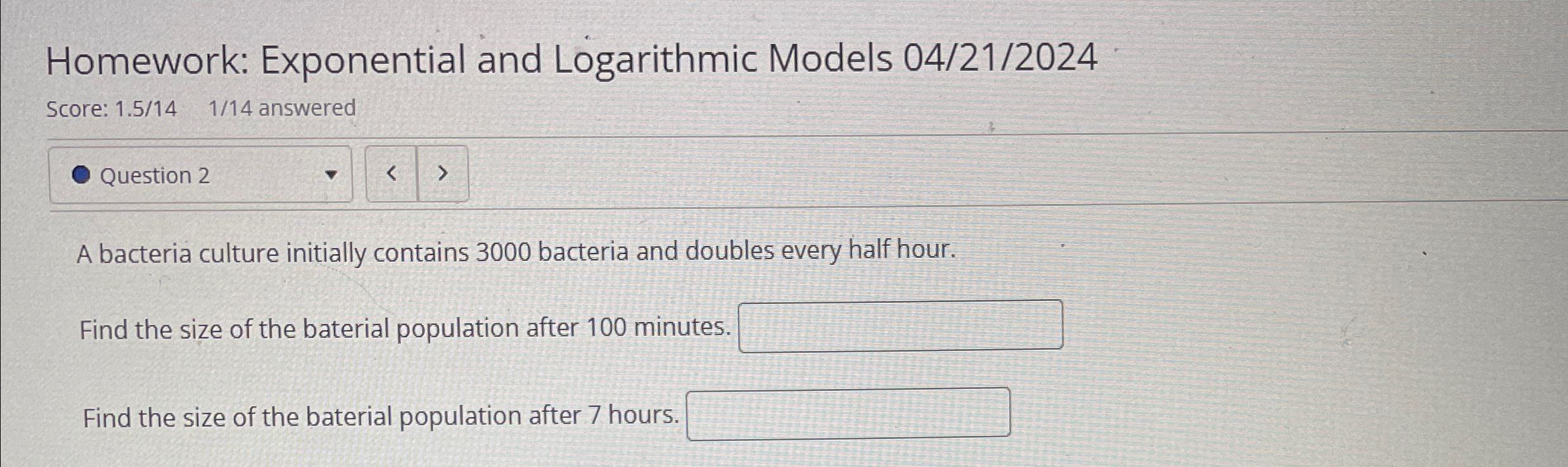 Solved Homework: Exponential and Logarithmic Models | Chegg.com