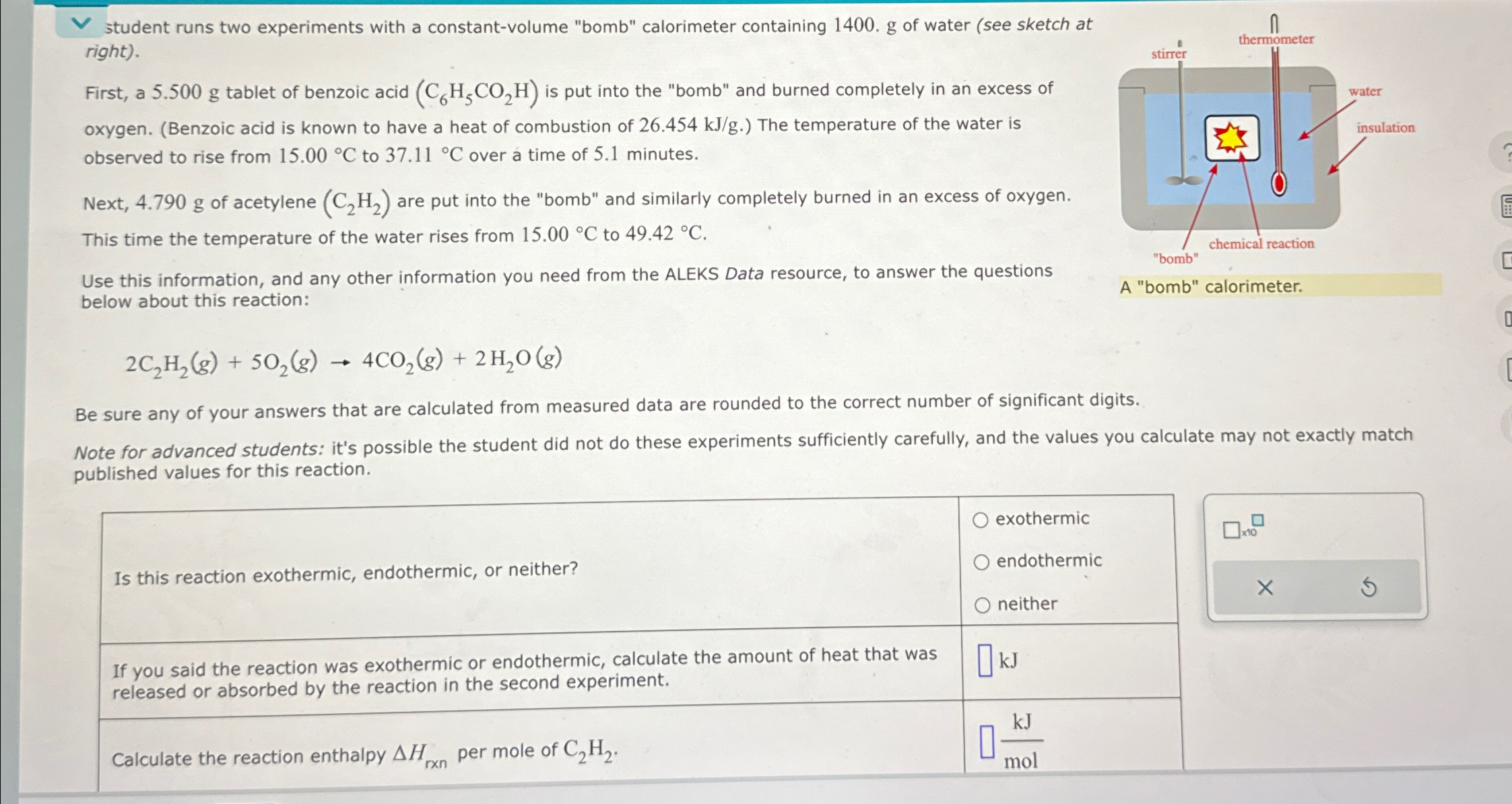 Solved student runs two experiments with a constant-volume | Chegg.com