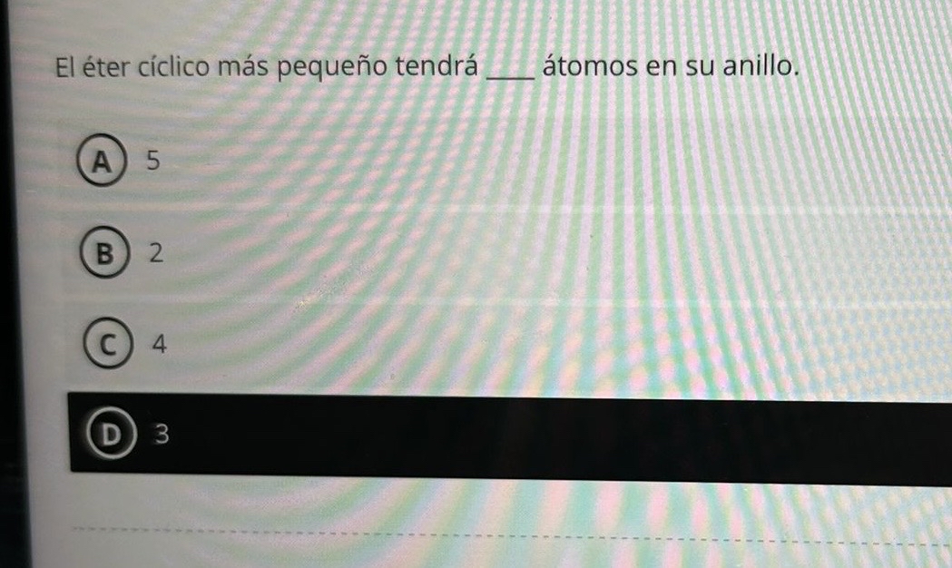 Solved El éter cíclico más pequeño tendrá átomos en su | Chegg.com