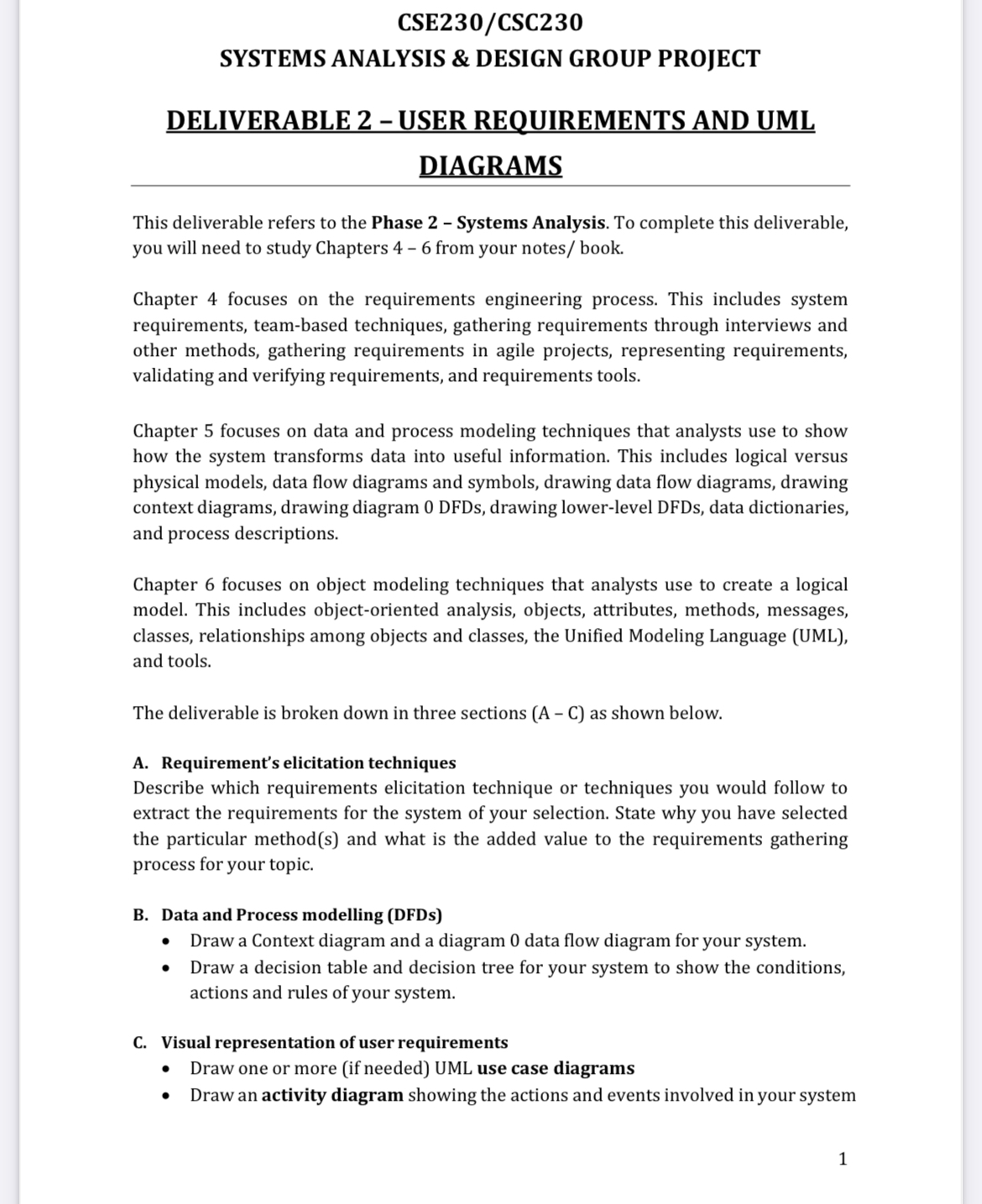 Solved CSE230/CSC230SYSTEMS ANALYSIS & DESIGN GROUP | Chegg.com