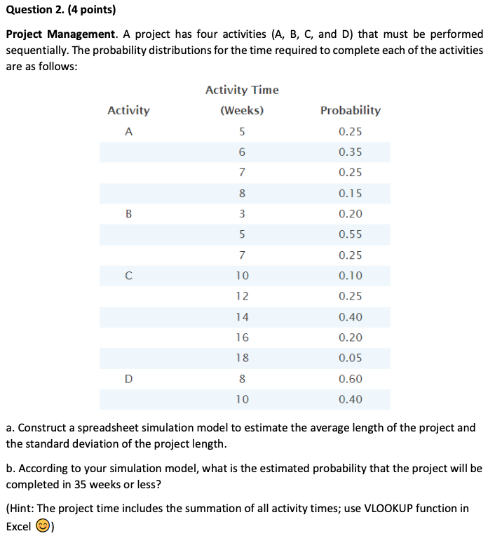 Solved Please Completer Following Question Using Excel And