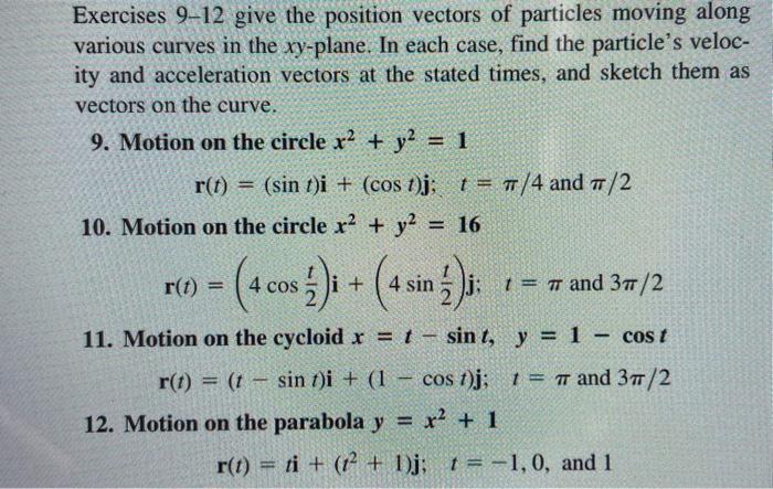 Solved Exercises 9 12 Give The Position Vectors Of Particles