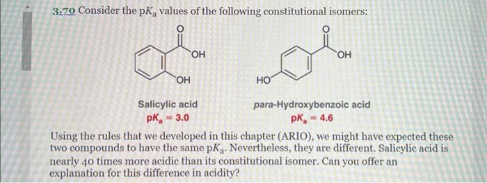 Solved 3.70 Consider the pKa values of the following | Chegg.com