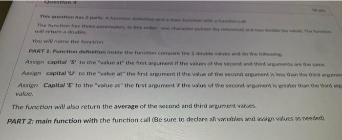 Solved For this question write ONLY the function definition. | Chegg.com