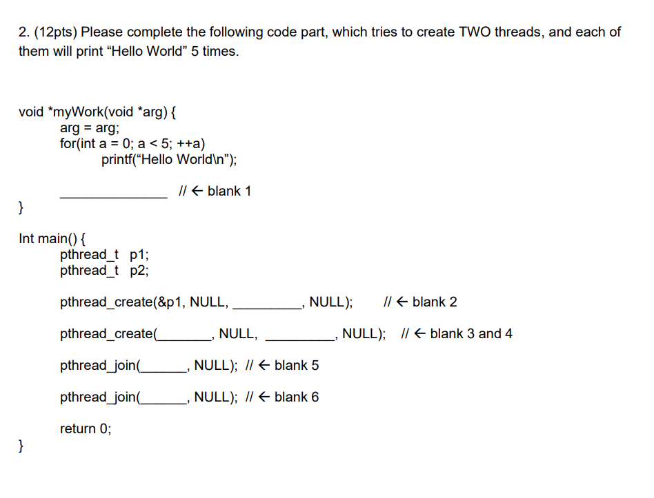 Solved 12pts please Complete The Following Code Part