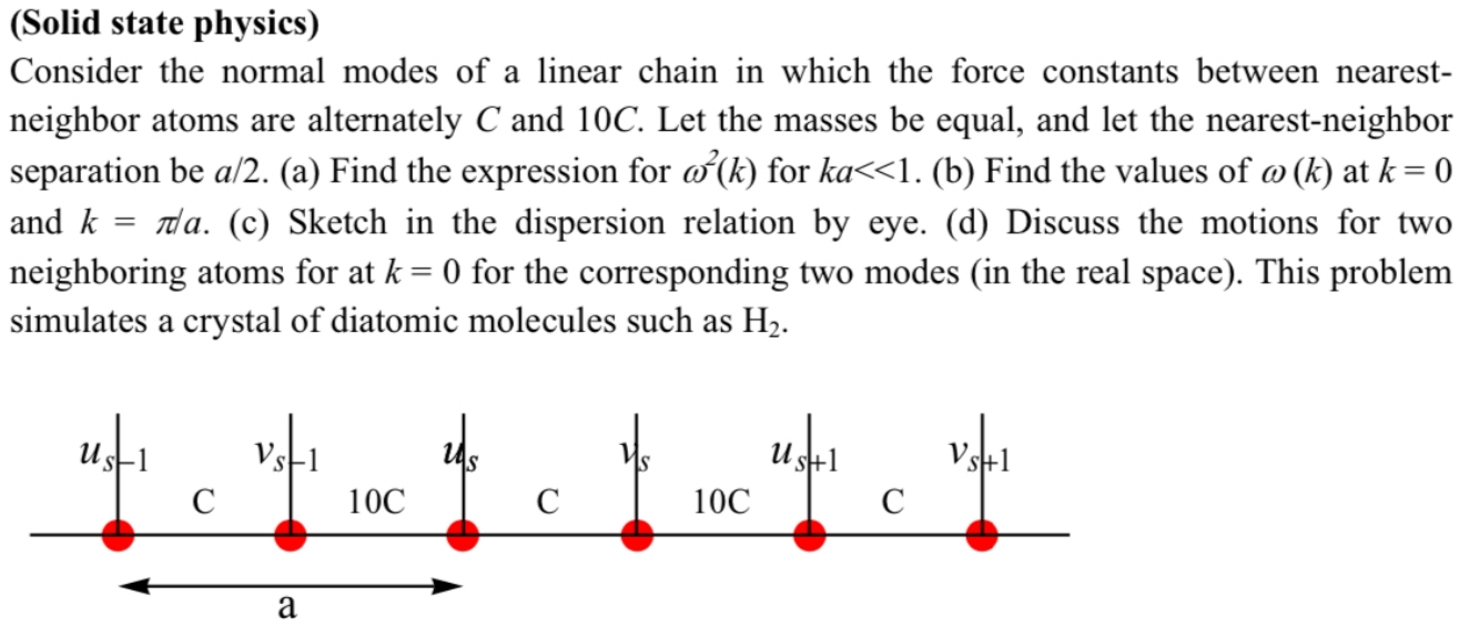 (Solid state physics)Consider the normal modes of a | Chegg.com