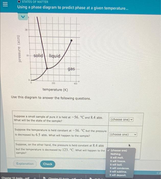 Solved sing a phase diagram to predict phase at a given | Chegg.com