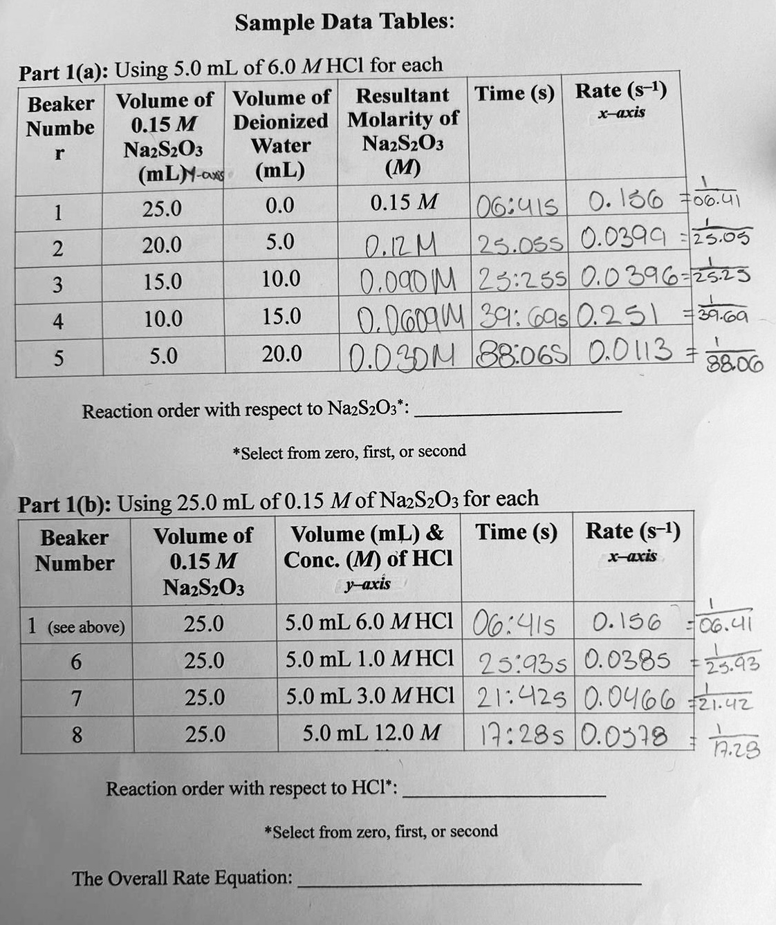 [solved] Post Lab 1 Determine All Values In Your Data Tab