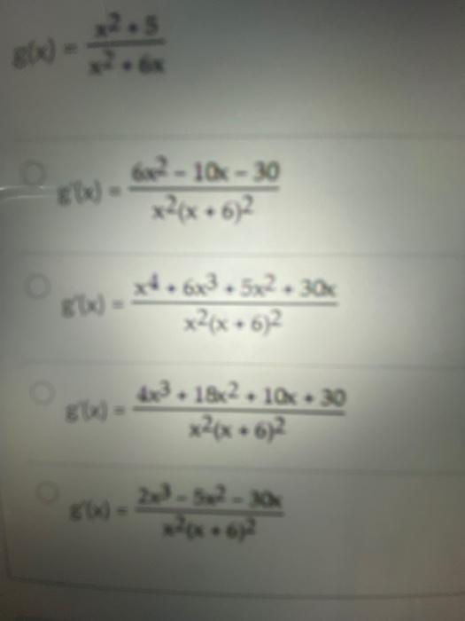 Solved Use the quotient rule to find the derivative. Bix) = | Chegg.com