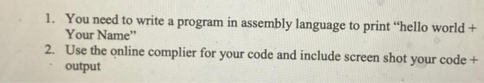 Solved 1. You need to write a program in assembly language | Chegg.com