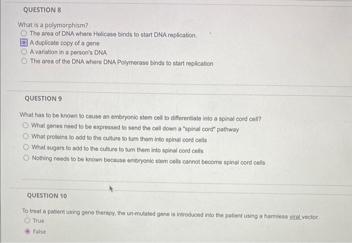 Solved What is a polymorphism? The area of DNA where | Chegg.com