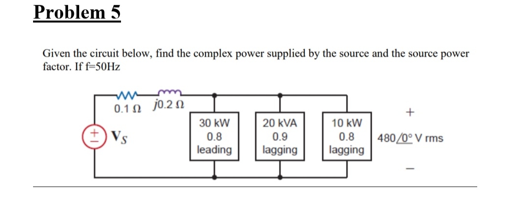 Problem 5Given the circuit below, find the complex | Chegg.com