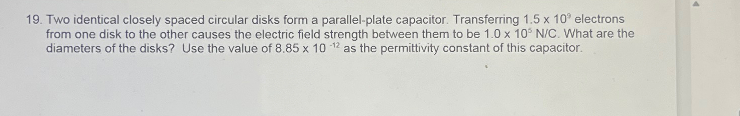 Solved Two identical closely spaced circular disks form a | Chegg.com