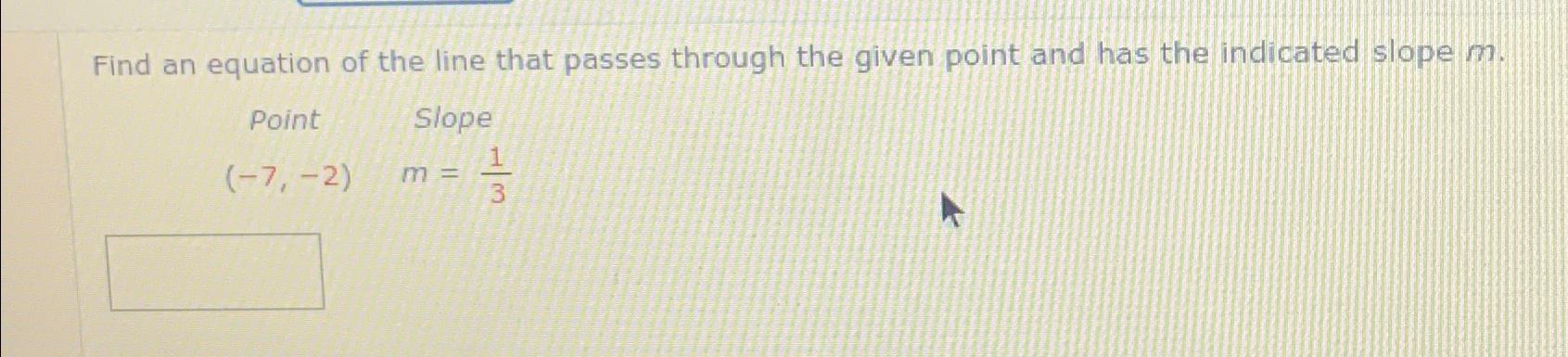 Solved Find an equation of the line that passes through the | Chegg.com