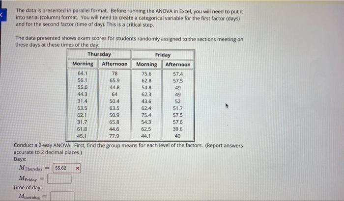 Solved The data is presented in parallel format. Before | Chegg.com