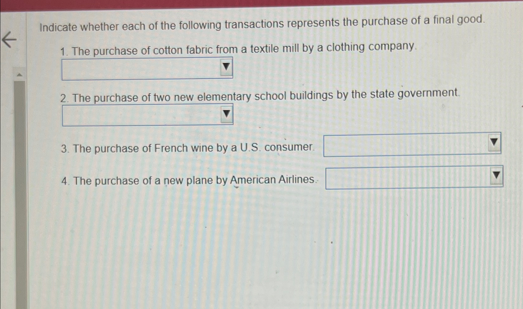 Solved Indicate whether each of the following transactions | Chegg.com