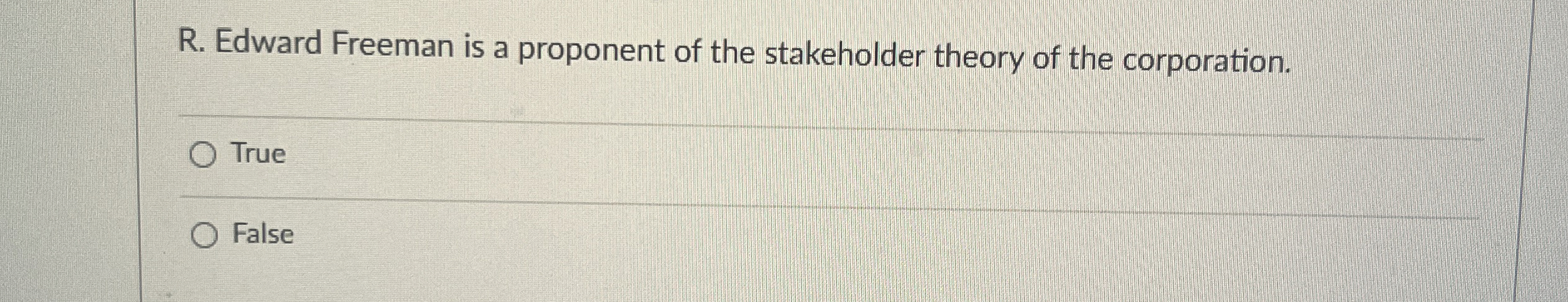 Solved R. ﻿Edward Freeman is a proponent of the stakeholder | Chegg.com
