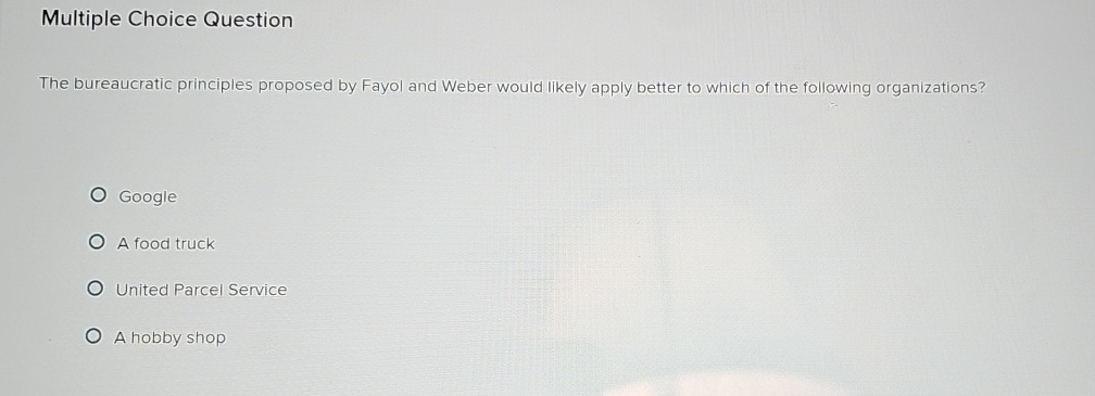 Solved Multiple Choice QuestionThe bureaucratic principles | Chegg.com