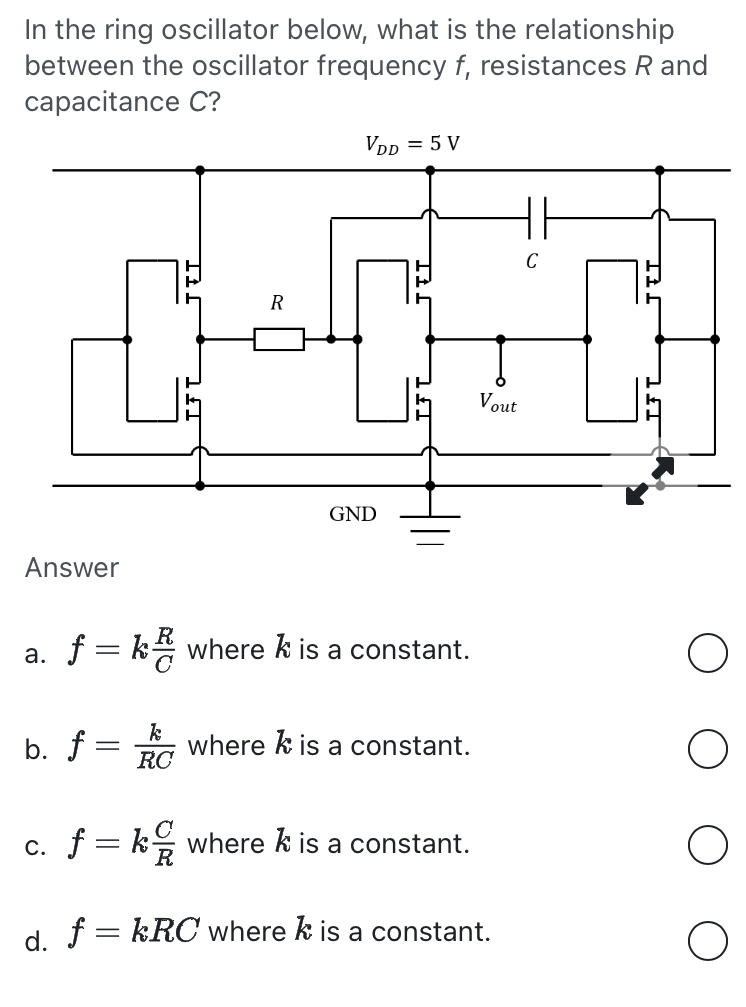 Solved In the ring oscillator below, what is the | Chegg.com