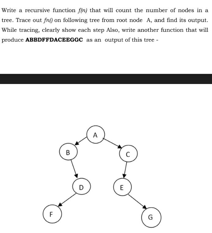 Solved Write a recursive function f(n) that will count the | Chegg.com