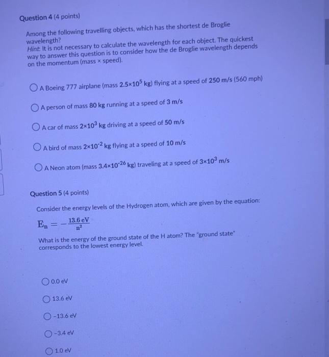 Solved Question 2 (4 points) What is the energy of one 487 | Chegg.com