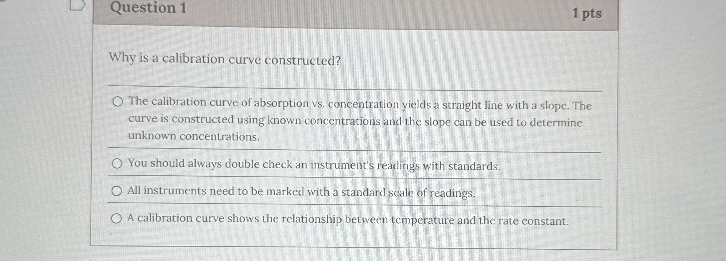 Solved Question 1Why is a calibration curve constructed?The | Chegg.com
