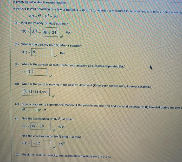 Solved A graphing calculator is recommended. A particle | Chegg.com