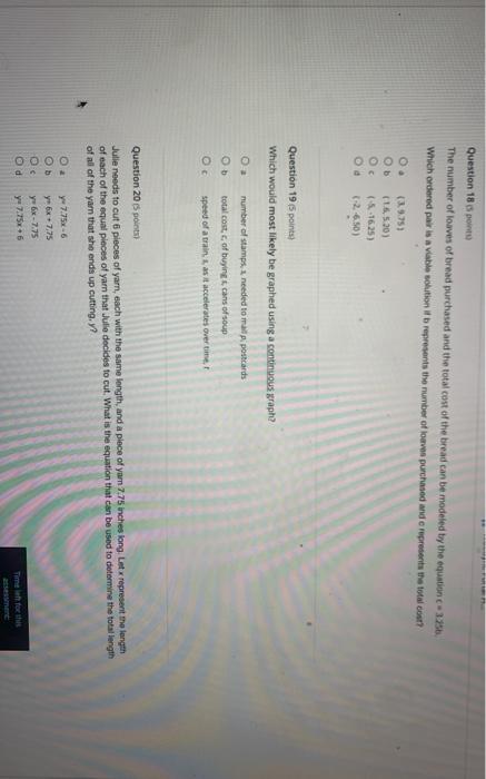 Solved Question 18 point The number of loaves of bread | Chegg.com