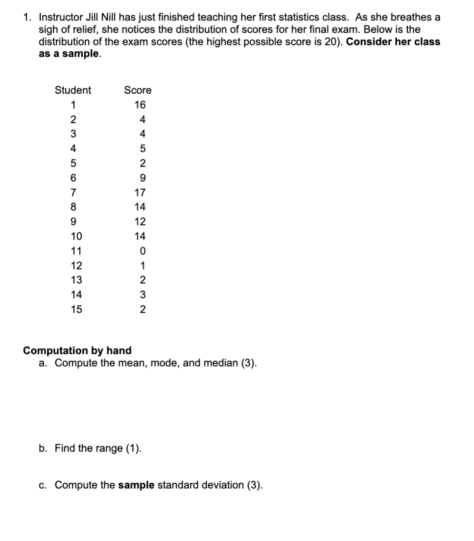 Solved Instructor Jill Nill has just finished teaching her | Chegg.com