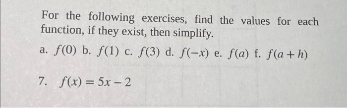 Solved For the following exercises, find the values for each | Chegg.com