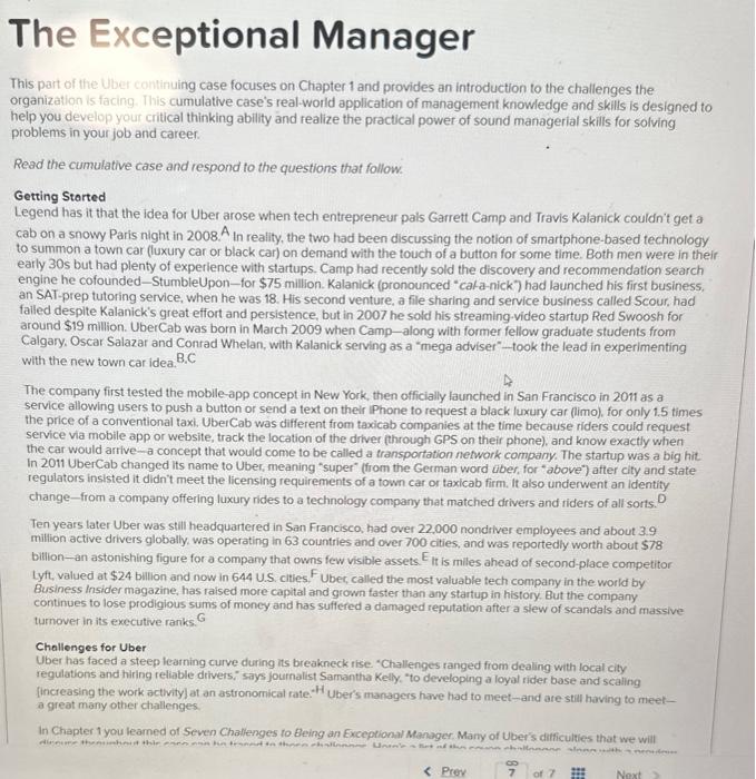 Solved This part of the Uber continuing case focuses on | Chegg.com