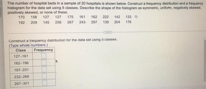 Solved The number of hospital beds in a sample of 20 | Chegg.com