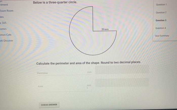 Solved Below is a three-quarter circle. stment Question 1 | Chegg.com