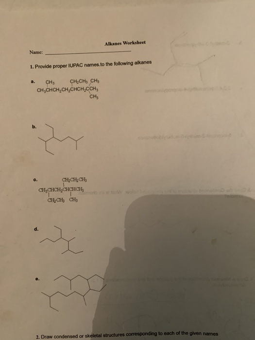 Solved Alkanes Worksheet Name: 1. Provide proper IUPAC names | Chegg.com