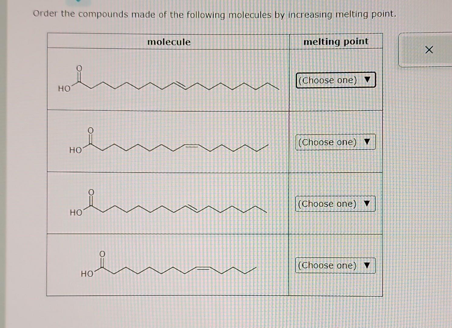 Solved Order the compounds made of the following molecules | Chegg.com