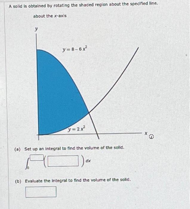 Solved A solid is obtained by rotating the shaded region | Chegg.com
