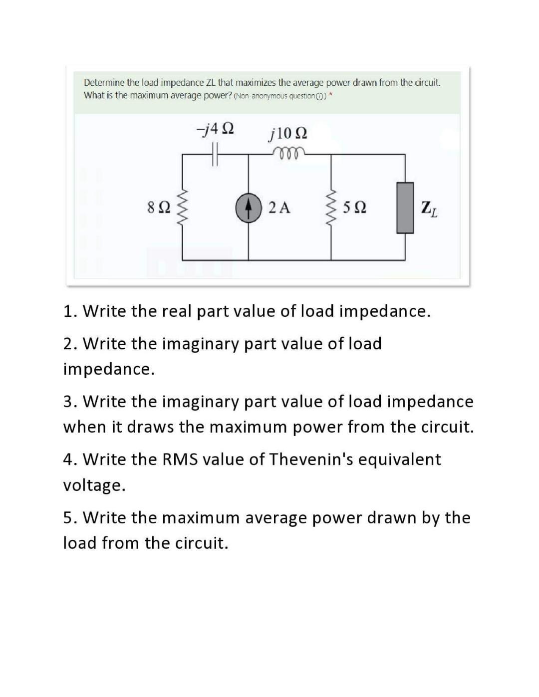 Solved Determine the load impedance ZL that maximizes the | Chegg.com
