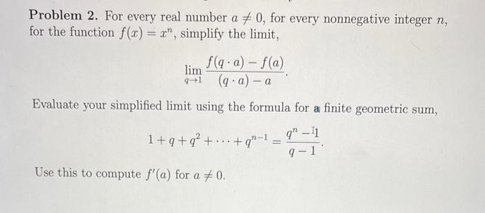 Solved Problem 2. For every real number a =0, for every | Chegg.com