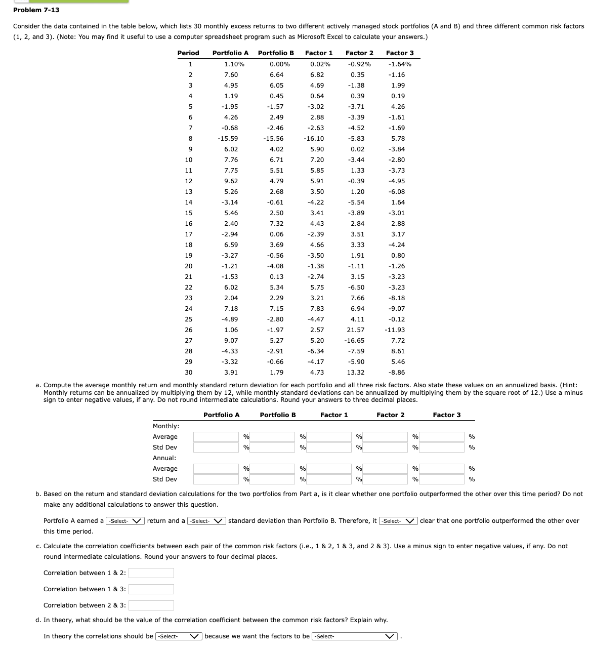 Solved eBook Problem 7-13 ﻿Consider the data contained in | Chegg.com