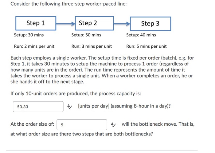 Solved Consider the following three-step worker-paced line: | Chegg.com