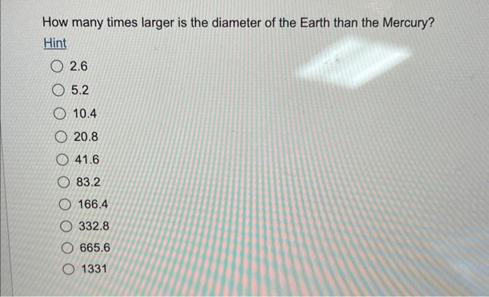 Solved How many times larger is the diameter of the Earth | Chegg.com
