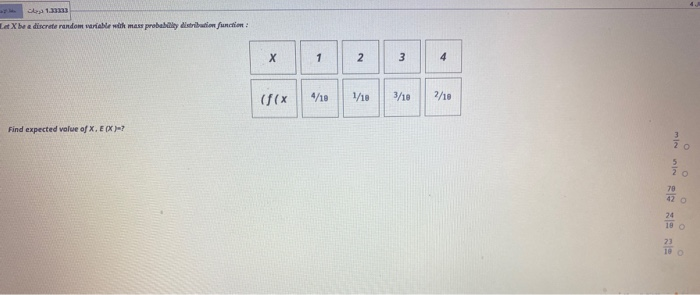 Solved 21.3333 LeXbee discrete random wariable with mass | Chegg.com