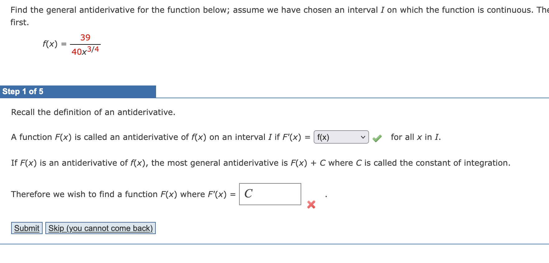 Solved Find the general antiderivative for the function | Chegg.com