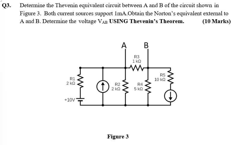 Solved Q3. ﻿Determine the Thevenin equivalent circuit | Chegg.com