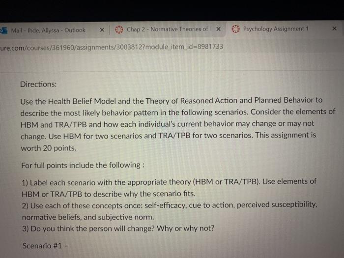 HBM and TRA/TPB and how each individual's current | Chegg.com